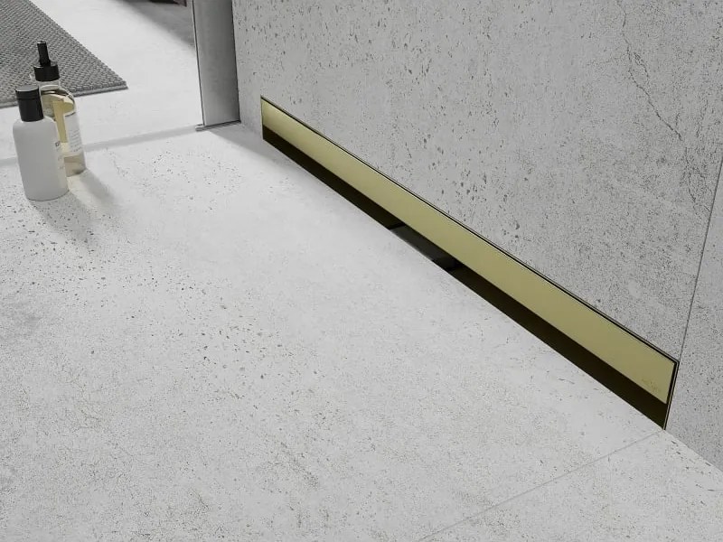 Mexen Flat Wall nástěnná lineární sprchová vpusť 2v1 60 cm, zlato kartáčované - 1A30060