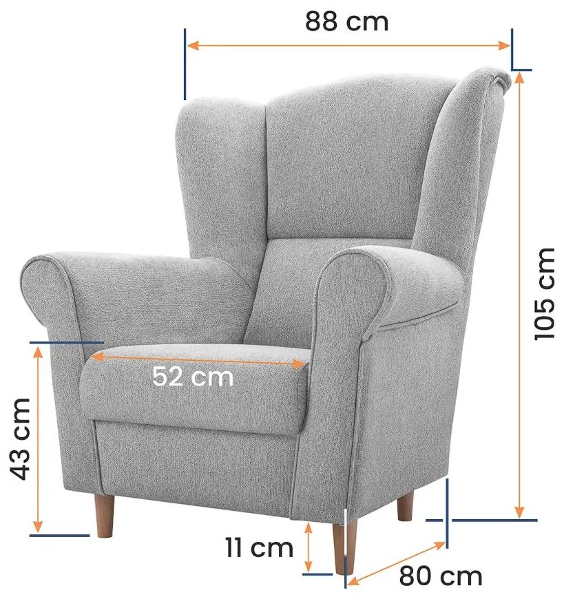 IDZ Křeslo LOFT 1 Barva látky: Krémová (Poso 02)