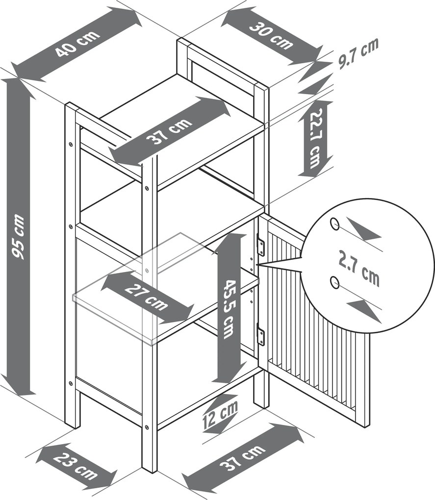 Tchibo - Úložný regál ve skandinávském stylu - barva: hnědá