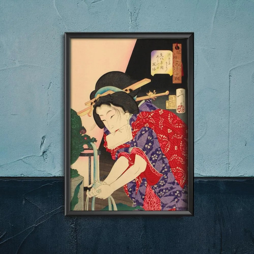 Retro plakát Retro plakát Žena mytí rukou tsukioka yoshitoshi Ukiyo-e