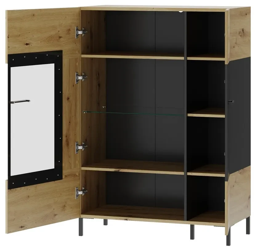 Casarredo Vitrína LUCAS 15 nízká, dub artisan/černá mat | BIANO