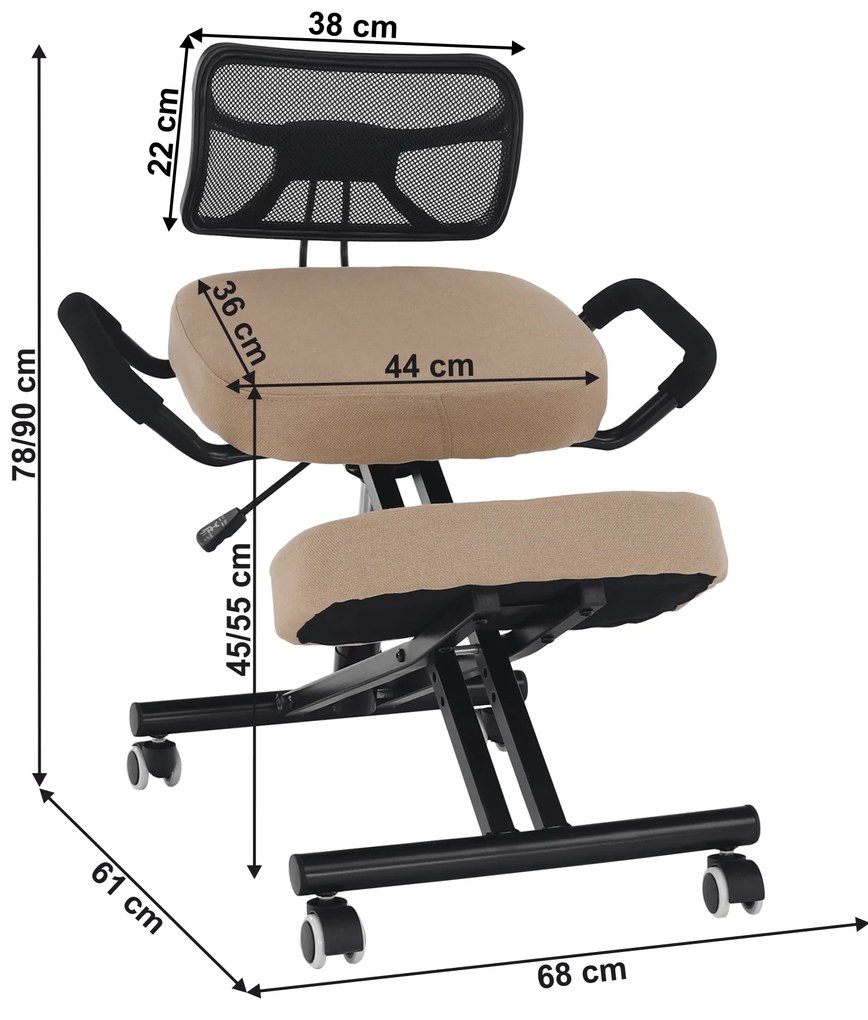 Kondela Ergonomická klekačka, béžová/černá, RUFUS