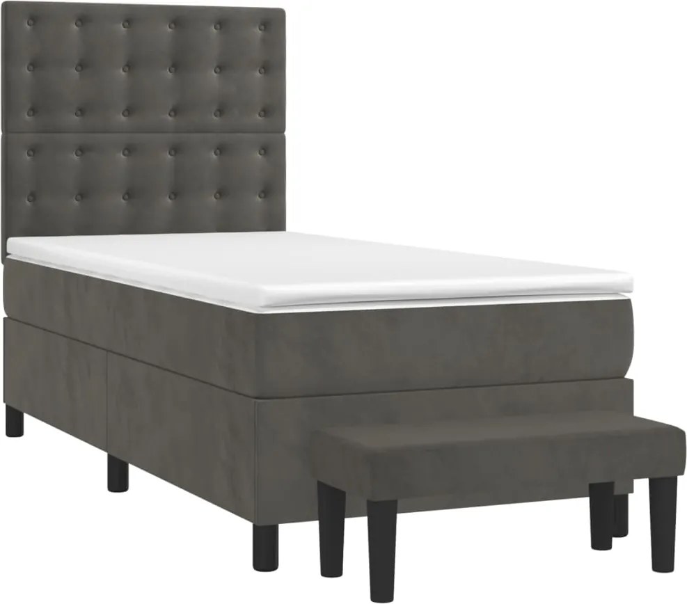 Box spring postel s matrací tmavě šedá 80 x 200 cm samet 3138050