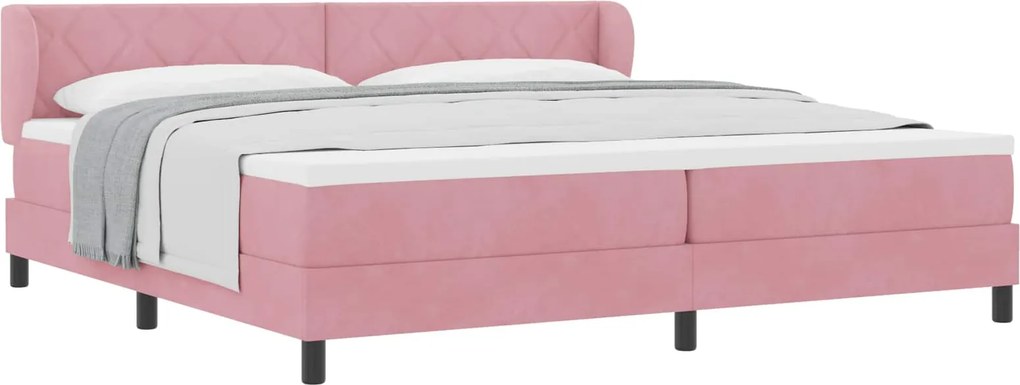 Postel s boxspringem s čelo Růžová 200 x 200 cm samet 3340465