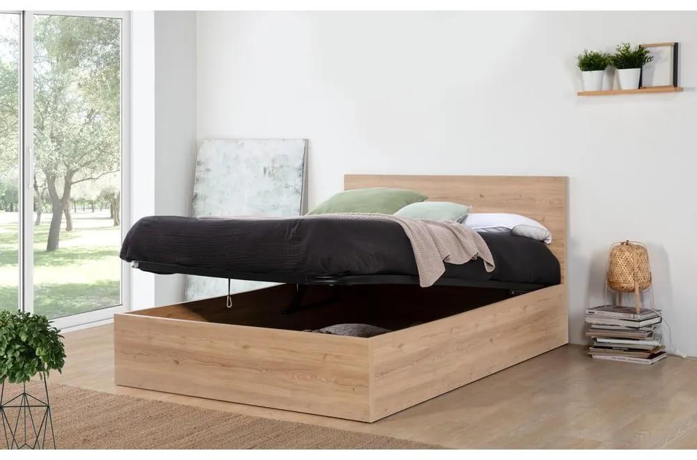 Dvoulůžková postel s úložným prostorem s roštem 160x200 cm v přírodní barvě Kronos – Marckeric