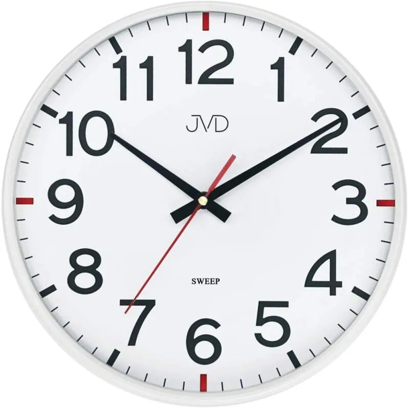 JVD Pastelové bílé nástěnné tiché netikající hodiny JVD HX2508.1
