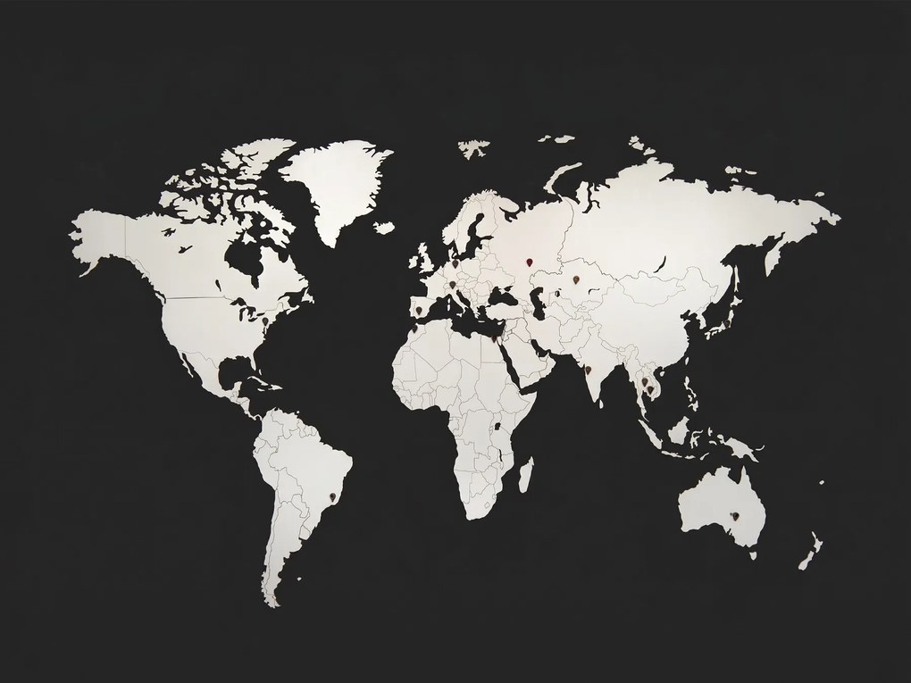 Dřevěná mapa světa HDF Minimalist Hnědá / 90 x 54 cm