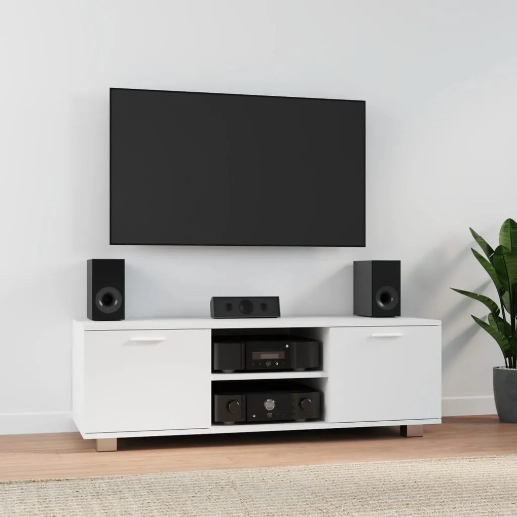 TV skříňka bílá 120x40,5x35 cm kompozitní dřevo