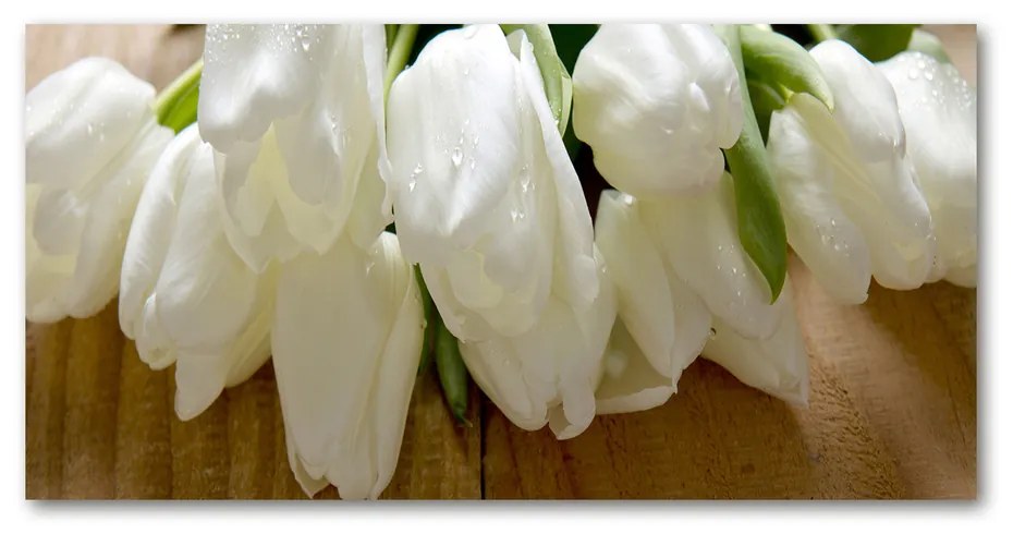 Wallmuralia Foto obraz akrylový Bílé tulipány 120x60 cm