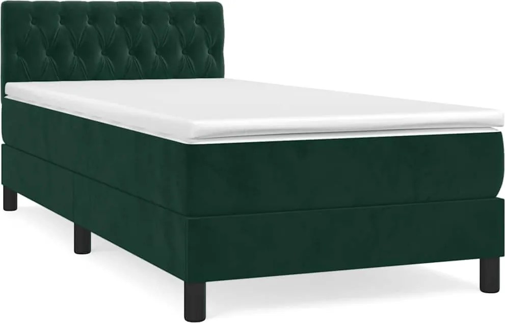 Box spring postel s matrací tmavě zelená 100x200 cm samet 3141470