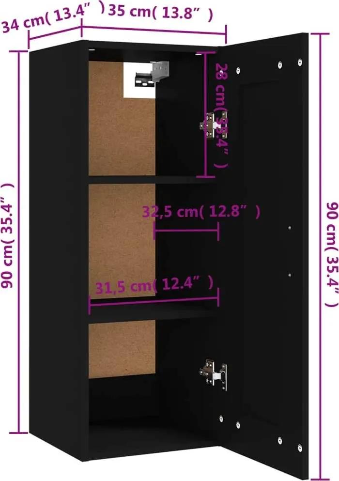 vidaXL Závěsná skříňka 35 x 34 x 90 cm kompozitní dřevo [812475] Barva: kouřový dub