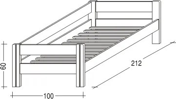 Gazel Sendy postel 90 x 200 cm buk přírodní