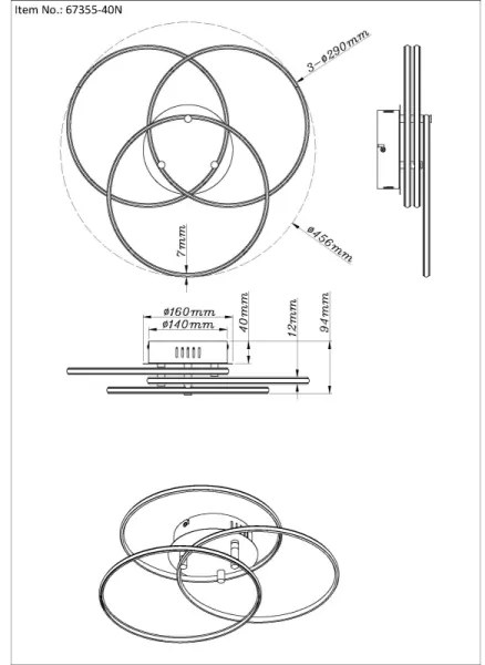 Globo 67355-40N - LED Stropní svítidlo KOMBOS 40W/230V pr. 45,6 cm matný chrom