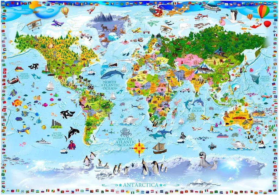 Fototapeta mapa světa pro děti - World Map for Kids