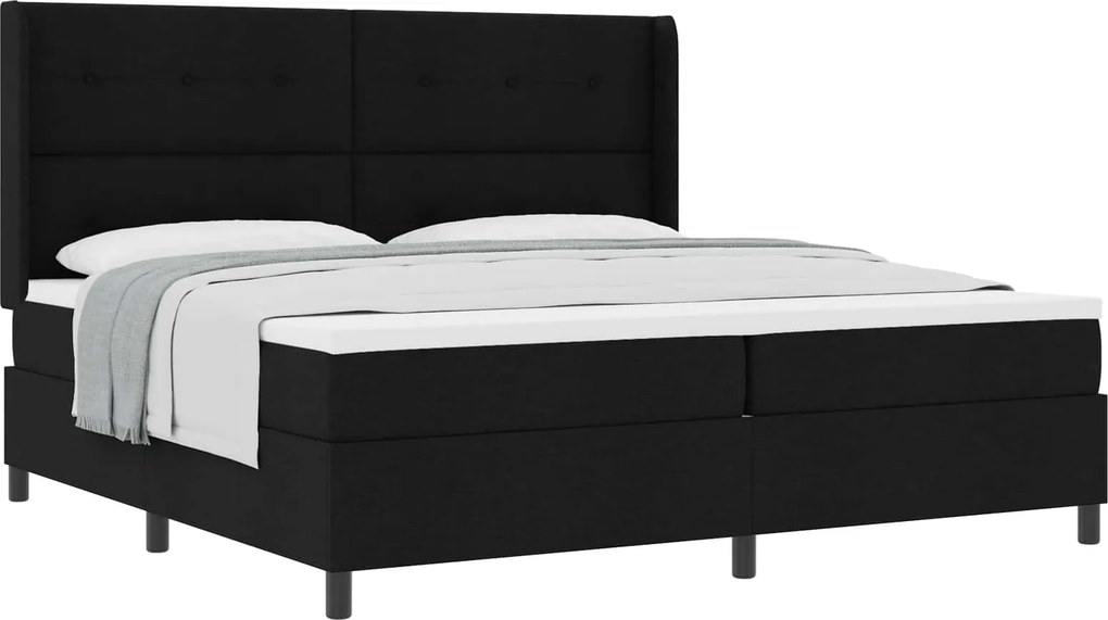 Postel s boxspringem s polštářem Černý 200 x 200 cm textil 3341667