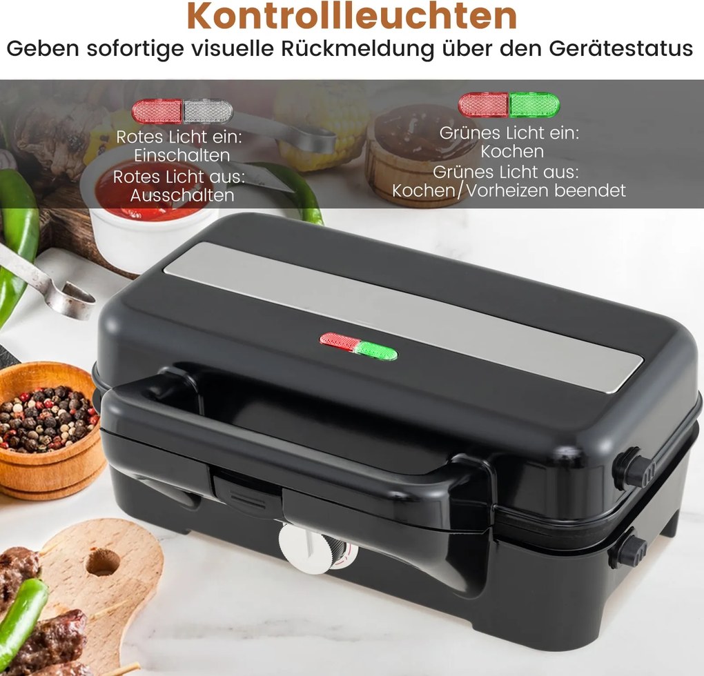 Costway 3-in-1 Vaflovač a lis na panini a sendvičovač Přenosný elektrický