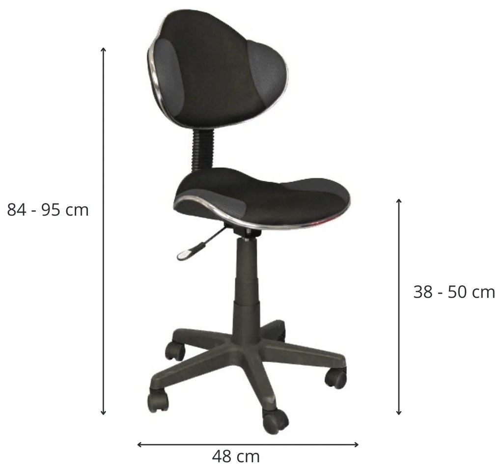 Dětská otočná židle Pely černá/šedá