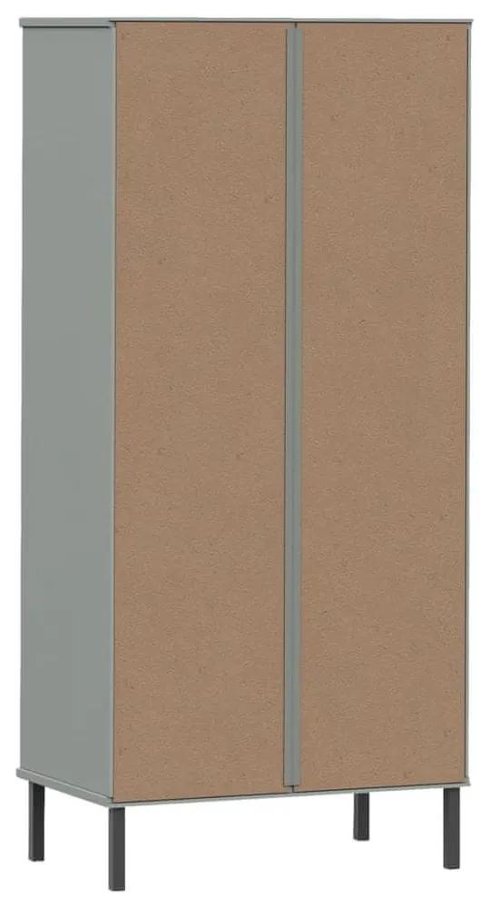 Petromila Knihovna se 2 zásuvkami šedá 60x35x128,5 cm masivní dřevo OSLO