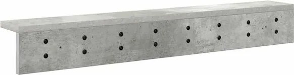 věšák, nástěnný, s poličkou, kompozitní dřevo, 10,5x80x10,5 cm, beton šedá, Dekorino TK20260045