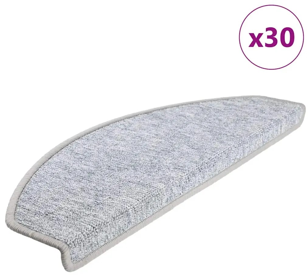 Schodové rohože 30 ks 65 x 24 x 4 cm světle šedé, půlkulaté, velké 3365752