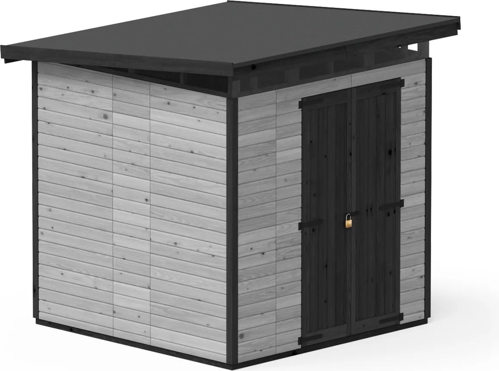 Upyard Dřevěný domek na nářadí Strongbox XL vč. základů šedá 203 x 203 cm