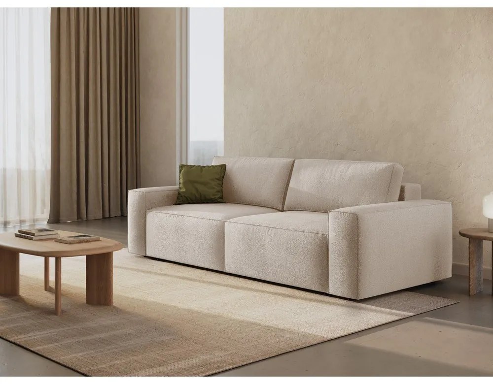 Béžová rozkládací pohovka z textilie bouclé 247 cm Jodie – Micadoni Home