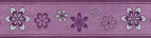 Samolepící bordura květy fialovo-stříbrné 5 m x 5 cm