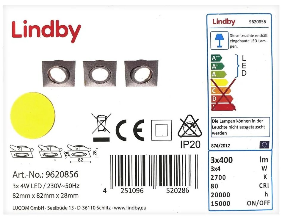 Lindby Lindby - SADA 3x LED Podhledové svítidlo ANDREJ LED/4W/230V LW1475