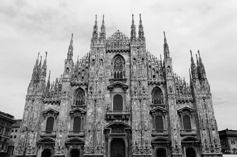 Samolepící fototapeta Milánská katedrála v černobílém - 225x150 cm