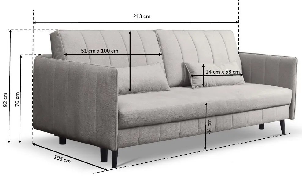 Rozkládací pohovka Vannes, tmavě červená látka