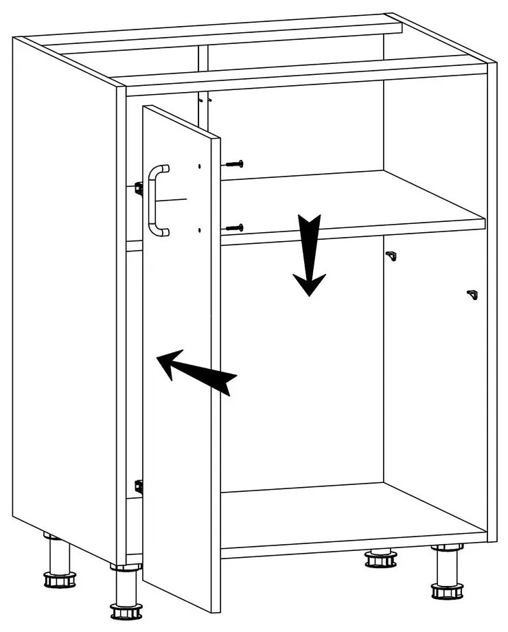 Aspen | dolní skříňka D60-L | LEVÁ | bílá lesk