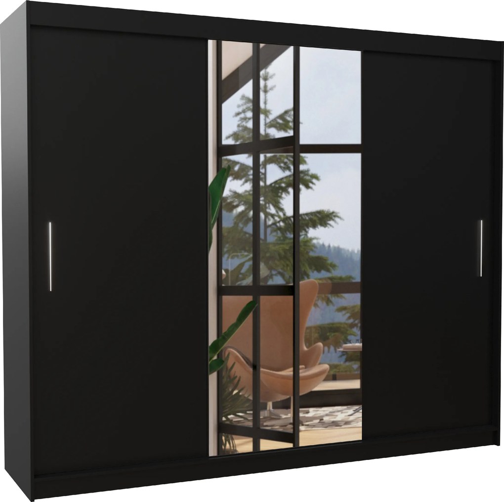 ADRK Furniture Posuvná skříň s zrcadlem DENIS 250 ADRK-SW-DEN-B-250