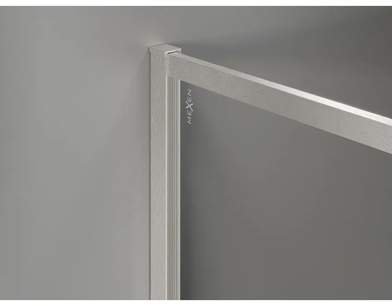 Mexen, Mexen Kioto-XF sprchová stěna s rámem 100 x 202 cm, matná 10 mm, matný nikl - 800-100-104-97-30-X