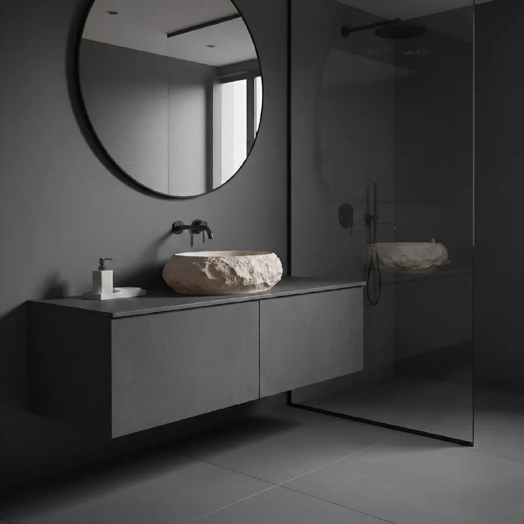 Rea Mika Warm, umyvadlo na desku 500x380x150 mm, béžová-imitace kamene, REA-U7347
