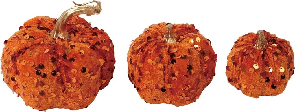 Sinsay - Sada stojacích dekorací – dýně s flitry a sametovým povrchem3 pack - oranžová