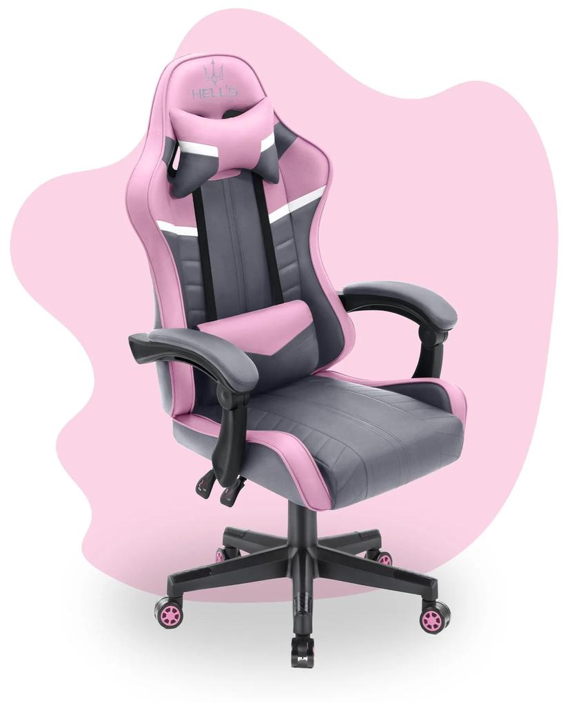 Dětská židle na hraní HC - 1004 šedá a růžová s bílými detaily