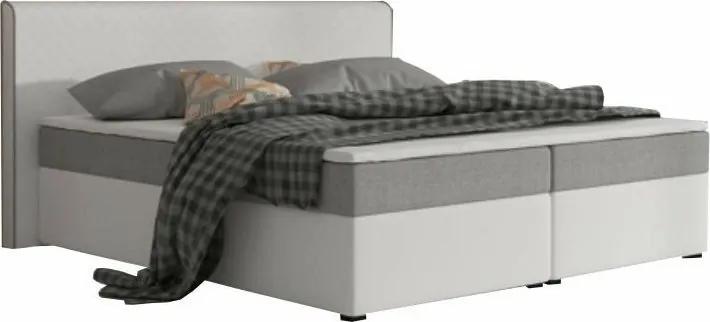 Tempo Kondela Komfortní postel, šedá látka / bílá ekokůže, 180x200, NOVARA KOMFORT