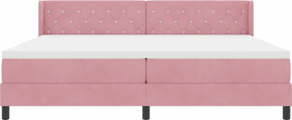 Postel s boxspringem s čelo Růžová 200 x 200 cm samet 3341437