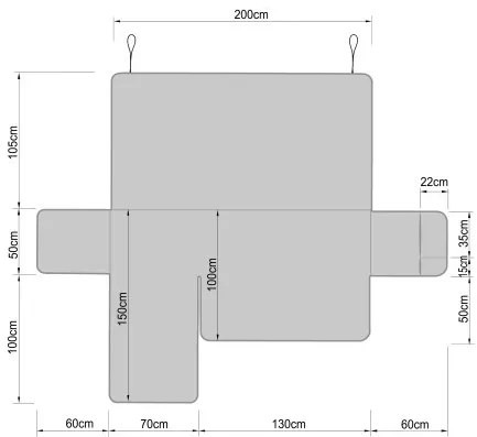 Potah na rohovou sedačku levý PARIS hnědý, 200 cm