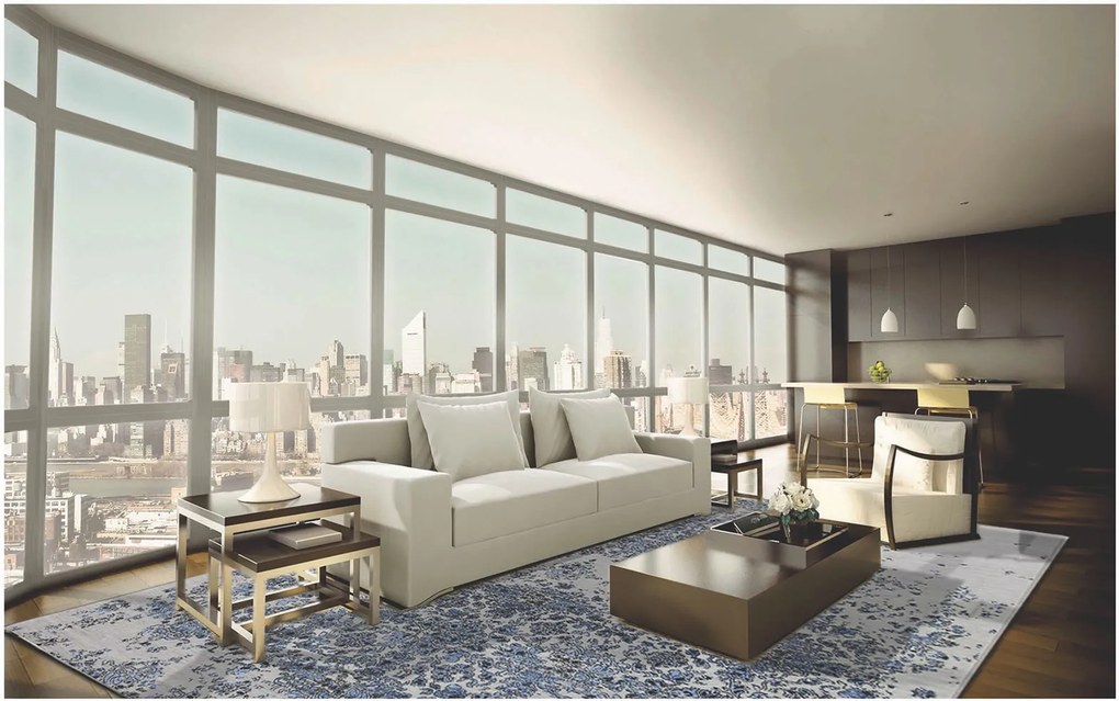 Diamond Carpets India, Ručně vázaný kusový koberec Diamond DC-JK 3 Silver/blue, 275x365, modrá, chodba / předsíň