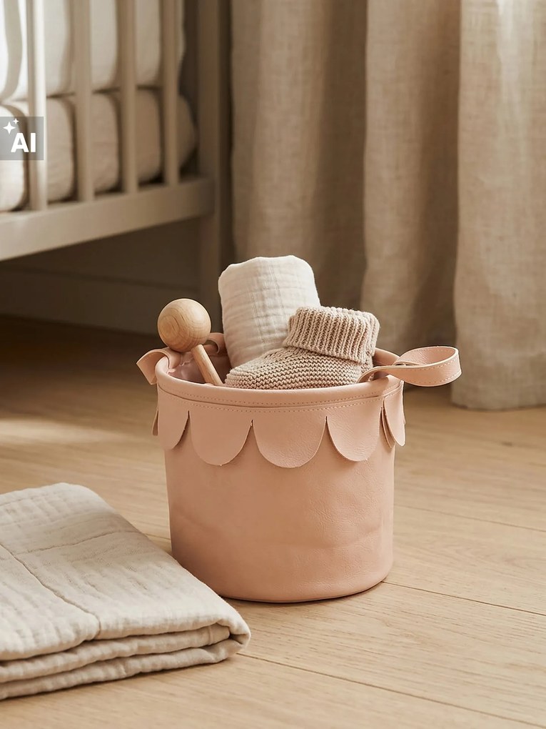 Sinsay - Úložný koš s uchy a ozdobným půlkruhovým lemováním - pastelová růžová
