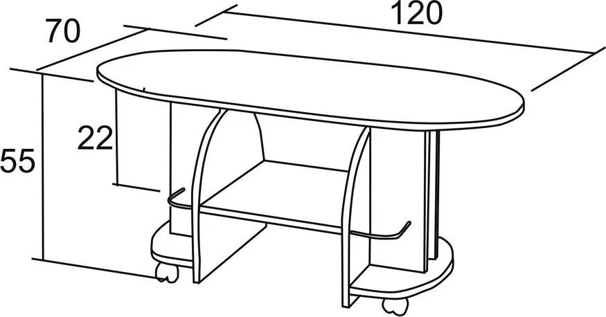 Bradop Oválný konferenční stolek Vít K12 pojízdný | Provedení: H - Hnědá