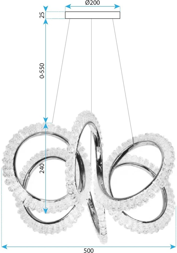 Toolight Toolight, LED závěsné osvětlení 50cm, G037-CP, zlatá lesklá, OSW-06304