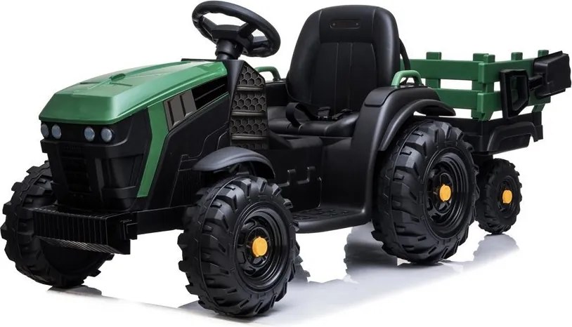 LEAN CARS Akumulátorový traktor s přívěsem BDM0925, zelený, vojenský