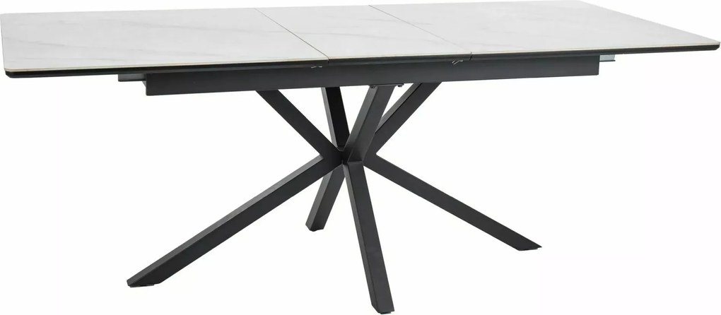 Rozkládací jídelní stůl Logan 160/200 cm keramika bílý mramor/černý