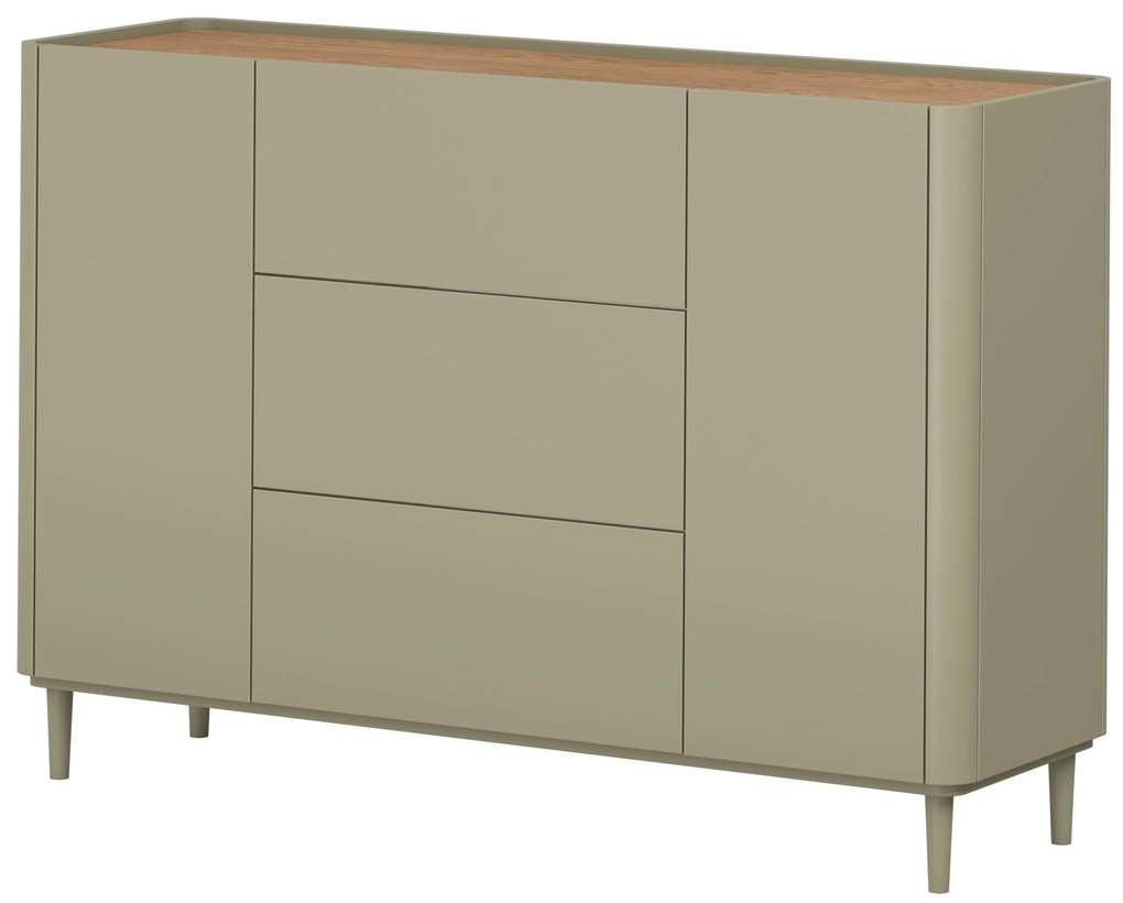 Komoda Elivo 150 cm na nožkách - eukalyptus / dub baltic dune