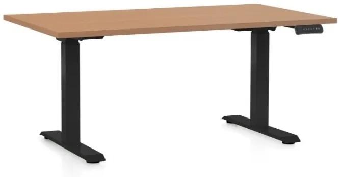 Výškově nastavitelný stůl OfficeTech D, 120 x 80 cm - černá podnož Barva: Buk