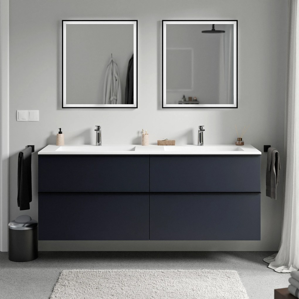 Koupelnová skříňka LAVOA 160 cm s umyvadlem z minerálního odlitku BRUXELLES - možnost volby barvy