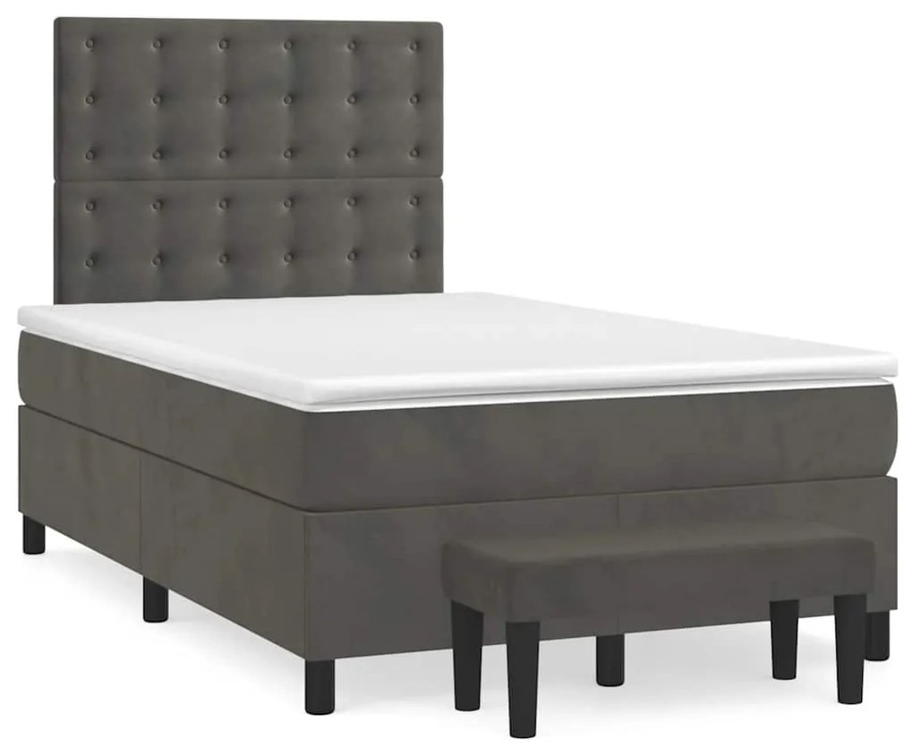 Box spring postel s matrací tmavě šedý 120x190 cm samet