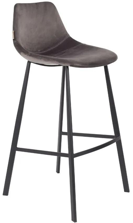 Šedá sametová barová židle DUTCHBONE Franky 80 cm